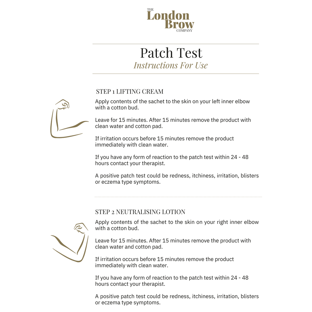 London Brow Lamination Client Patch Test Instructions | Essential for ...